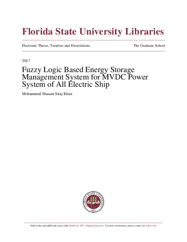 (PDF) Fuzzy Logic Based Energy Storage Management System for MVDC Power System of All Electric ...