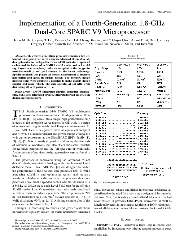 (PDF) Implementation of a fourth-generation 1.8-GHz dual-core SPARC V9 ...