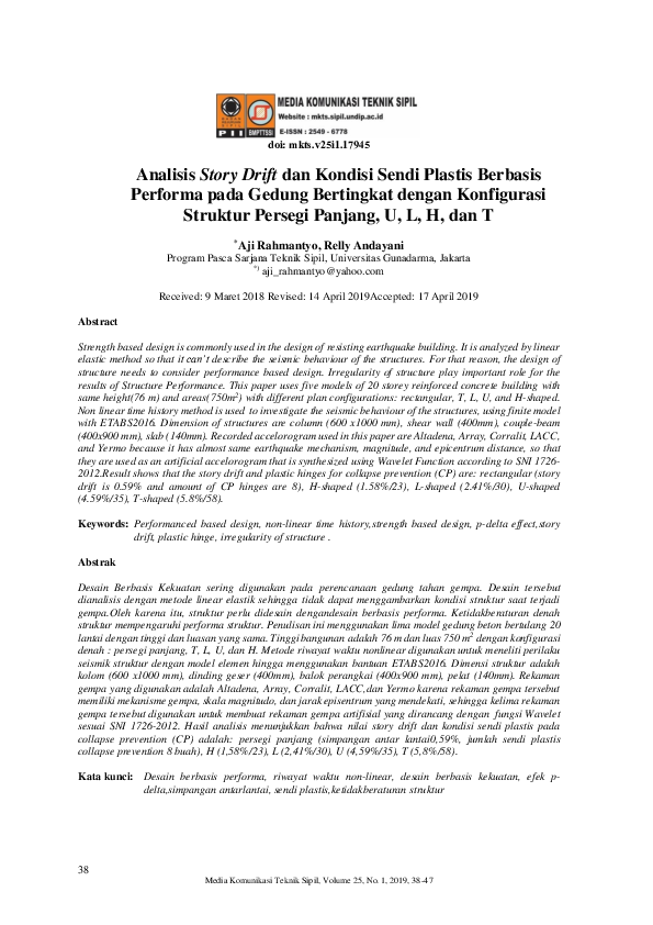 (PDF) Analisis Story Drift dan Kondisi Sendi Plastis Berbasis Performa ...
