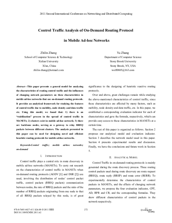 Pdf Control Traffic Analysis Of On Demand Routing Protocol In Mobile Ad Hoc Networks