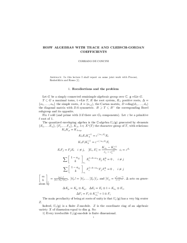 (PDF) Hopf algebras with trace and Clebsch-Gordon coefficients
