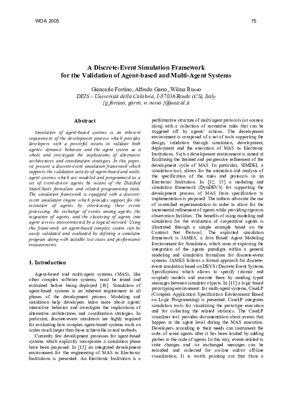 (PDF) A discrete-event simulation framework for the validation of agent-based and multi-agent ...