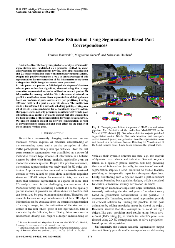(PDF) 6DoF Vehicle Pose Estimation Using Segmentation-Based Part Correspondences