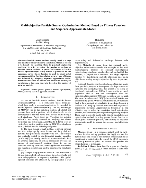 (PDF) Multi-objective Particle Swarm Optimization Method Based on ...