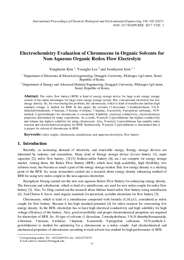 (PDF) Electrochemistry Evaluation of Chromocene in Organic Solvents for ...