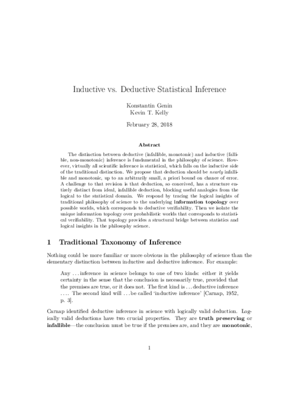 Pdf Inductive Vs Deductive Statistical Inference
