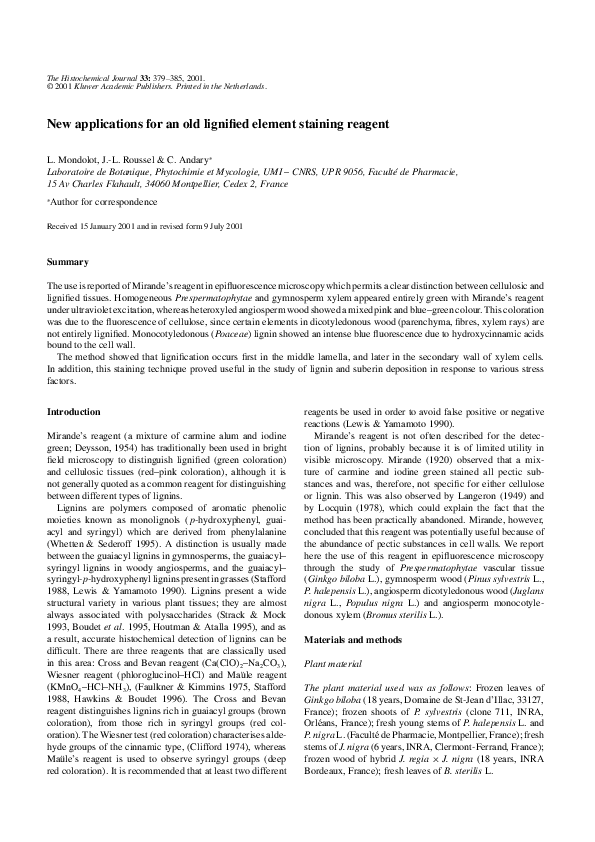 (PDF) New applications for an old lignified element staining reagent