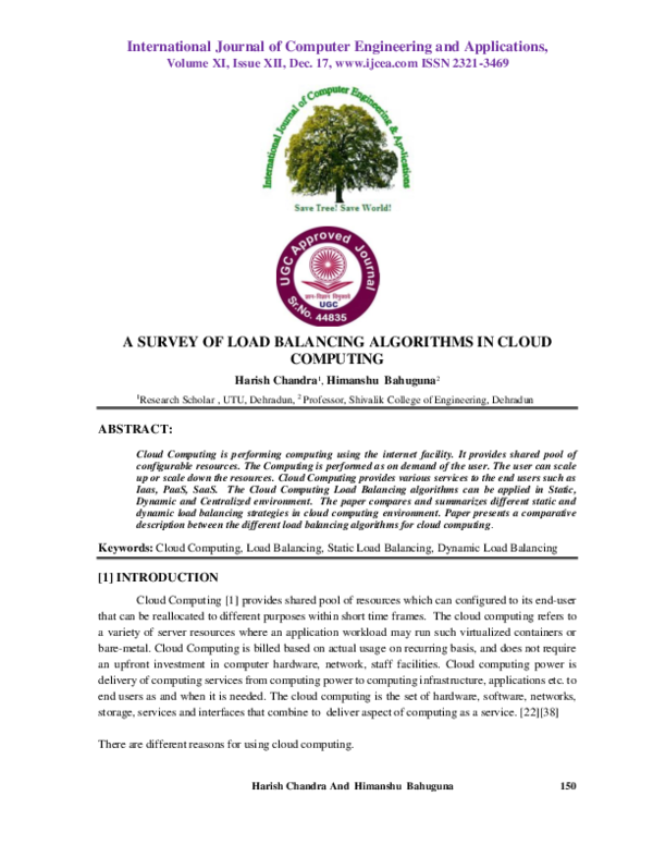 Pdf A Survey Of Load Balancing Algorithms In Cloud Computing