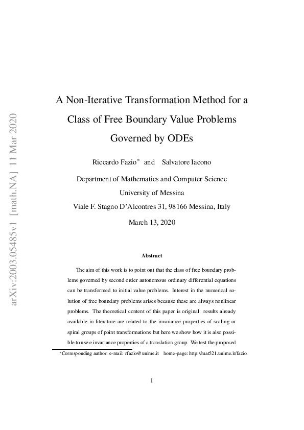 (PDF) A Non-Iterative Transformation Method for a Class of Free Boundary Value Problems Governed ...