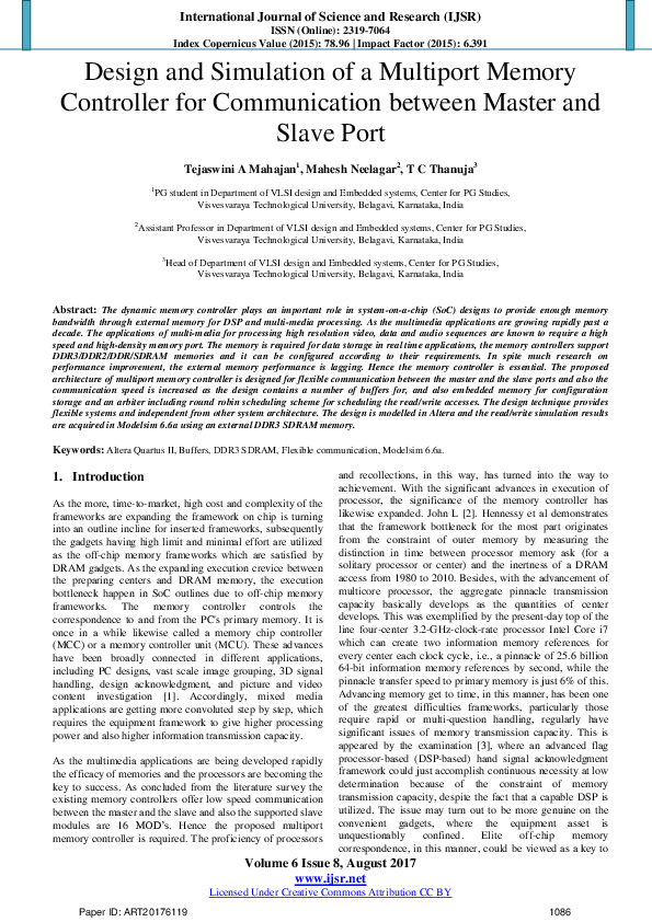 (PDF) Design and Simulation of a Multiport Memory Controller for ...