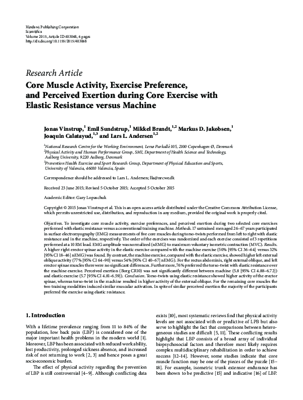 (PDF) Core Muscle Activity, Exercise Preference, and Perceived Exertion ...