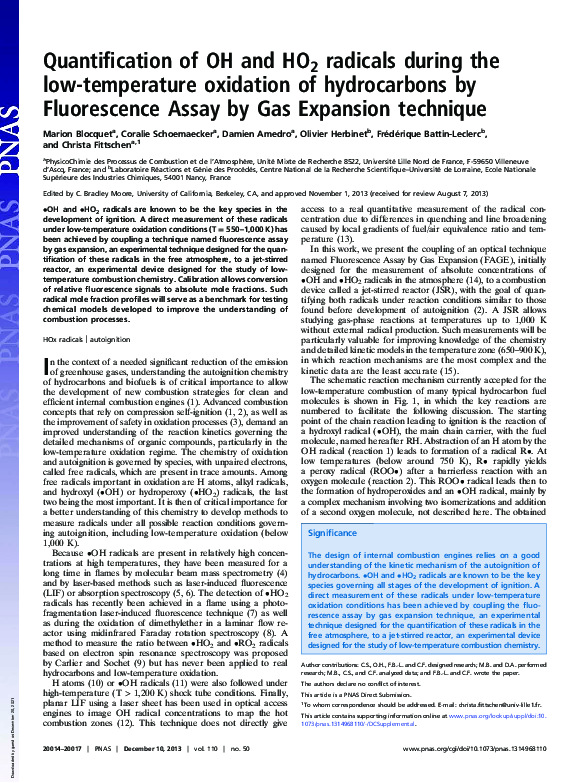 (PDF) Quantification of OH and HO2 radicals during the low-temperature ...