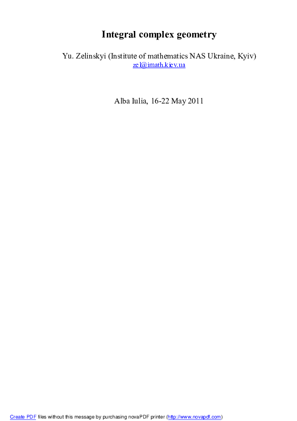 Pdf Integral Complex Geometry