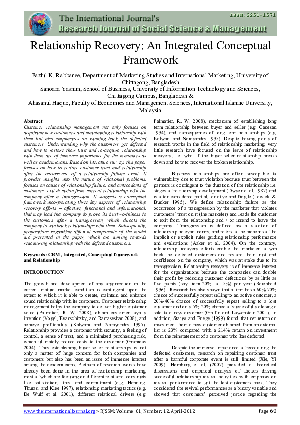 (PDF) Relationship Recovery: An Integrated Conceptual Framework
