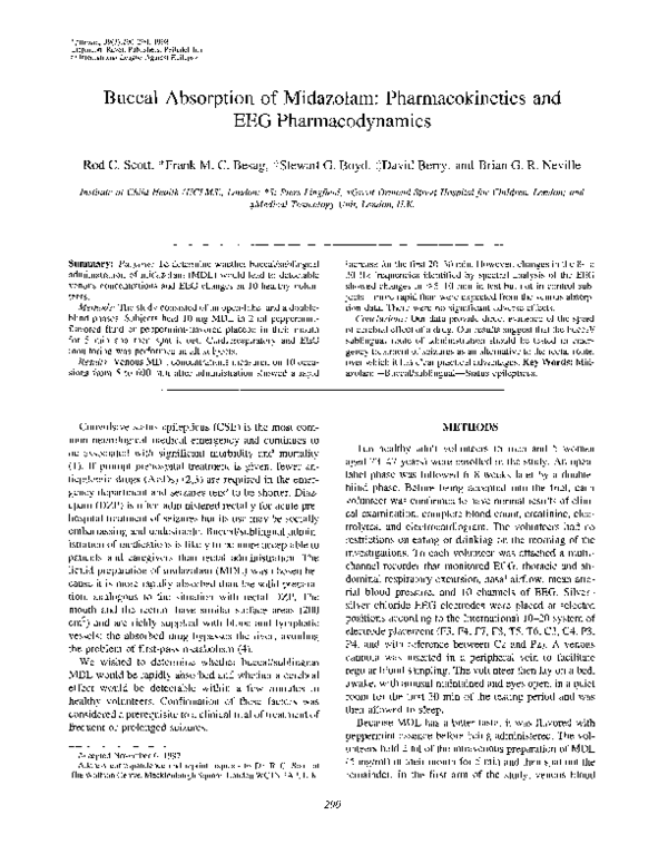 (PDF) Buccal Absorption of Midazolam: Pharmacokinetics and EEG ...