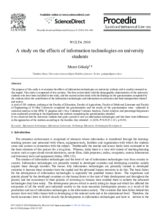 (PDF) A study on the effects of information technologies on university ...