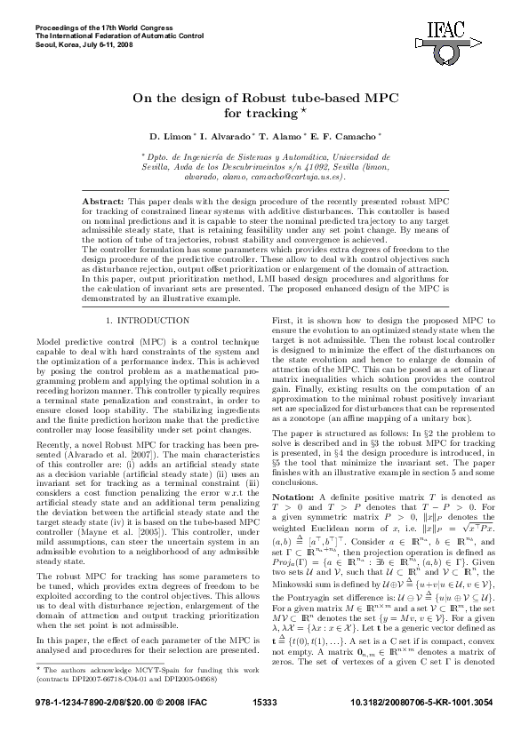 (PDF) On the design of robust tube-based MPC for tracking