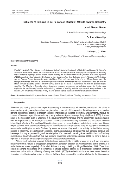 (PDF) Influence of Selected Social Factors on Students’ Attitude ...