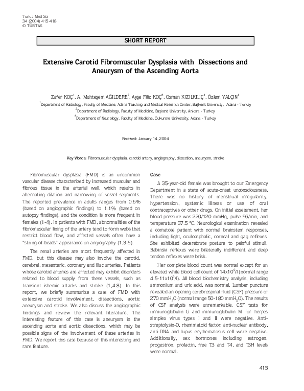 (PDF) Extensive Carotid Fibromuscular Dysplasia With Dissections and ...