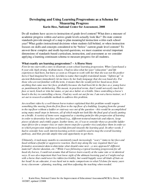 (PDF) Developing and Using Learning Progressions as a Schema for Measuring Progress