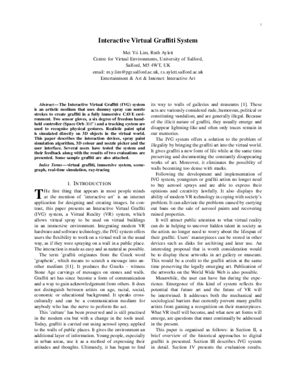 (PDF) Interactive Virtual Grafti System