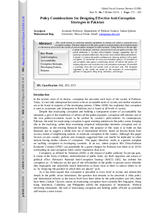 (PDF) Policy Considerations for Designing Effective Anti-Corruption ...