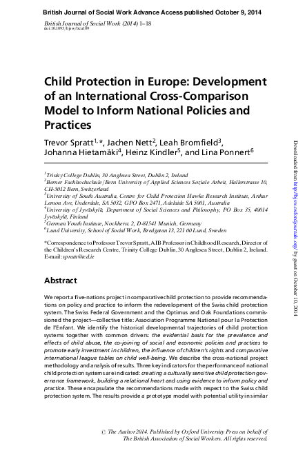 (PDF) Child Protection in Europe: Development of an International Cross ...