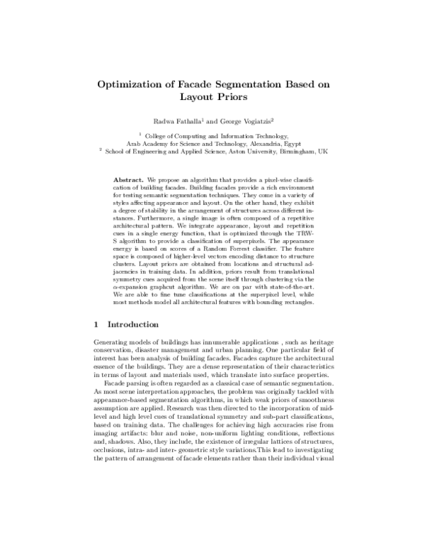 (PDF) Optimization of Facade Segmentation Based on Layout Priors