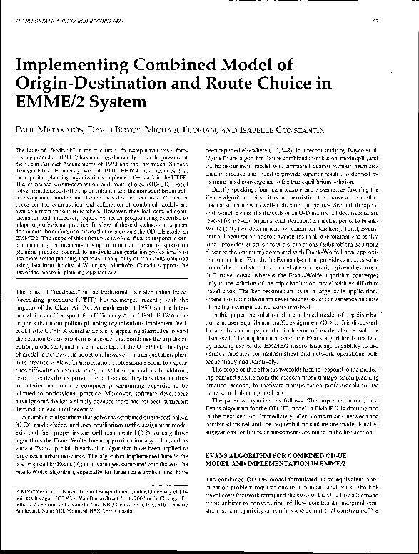 (PDF) Implementing combined model of origin-destination and route ...
