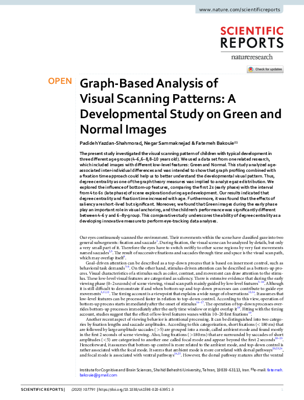 (PDF) Developmental Visual Scanning in Children