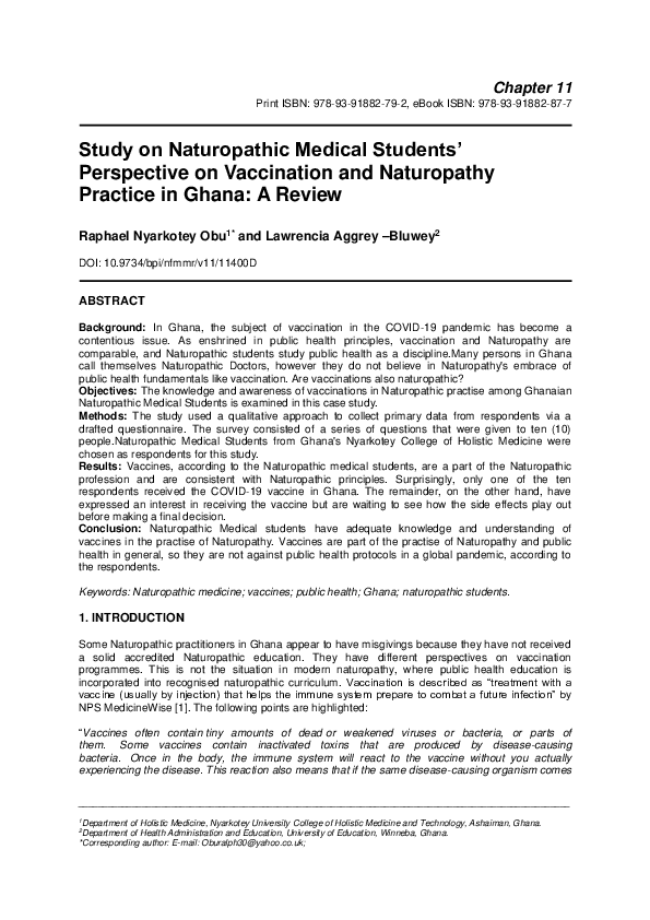 (PDF) Study on Naturopathic Medical Students' Perspective on ...