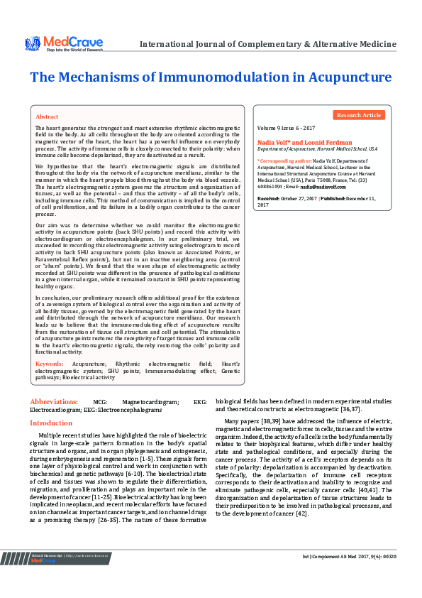 (PDF) The Mechanisms of Immunomodulation in Acupuncture