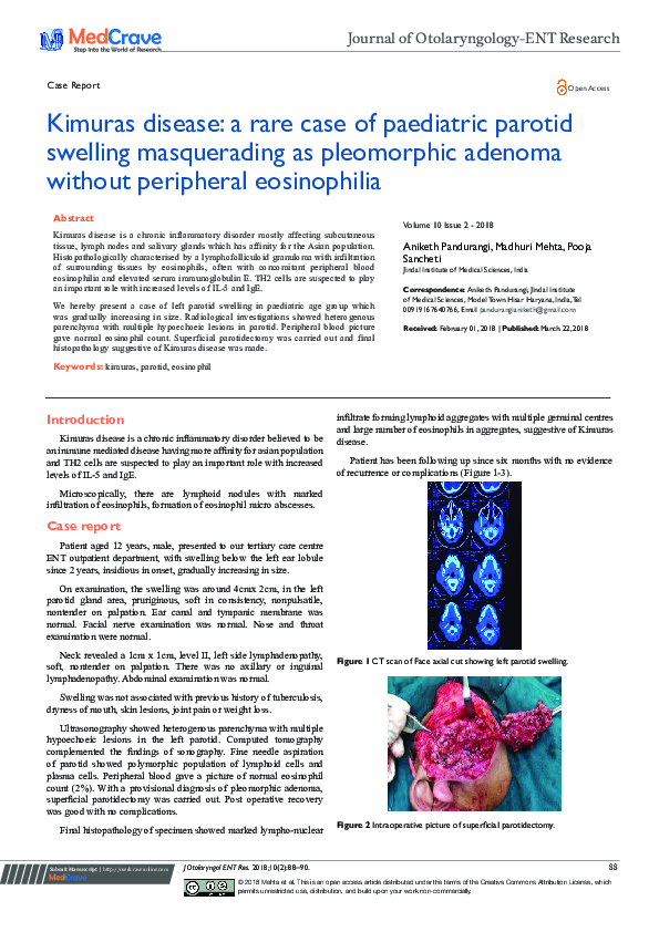 (PDF) Kimuras disease: a rare case of paediatric parotid swelling masquerading as pleomorphic ...