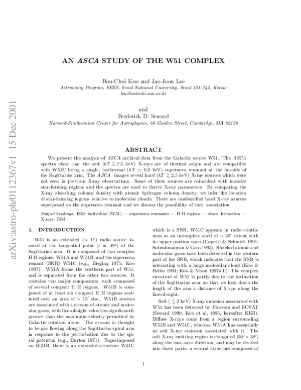 (PDF) An [ITAL]ASCA[/ITAL] Study of the W51 Complex