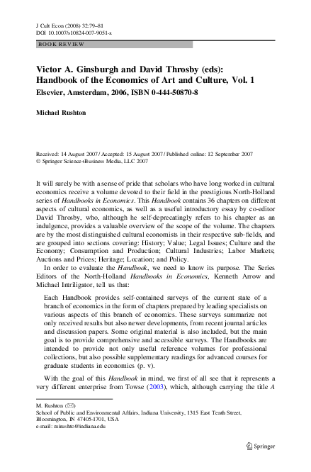 (PDF) Victor A. Ginsburgh and David Throsby (eds): Handbook of the ...