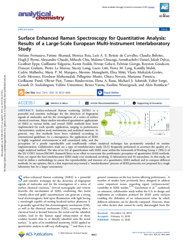(PDF) Surface Enhanced Raman Spectroscopy for Quantitative Analysis ...