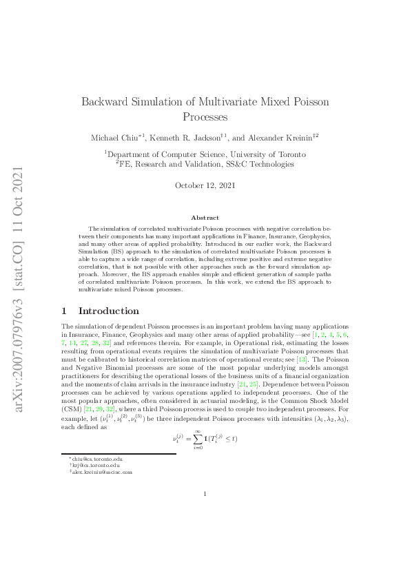 (PDF) Backward simulation of multivariate mixed Poisson processes