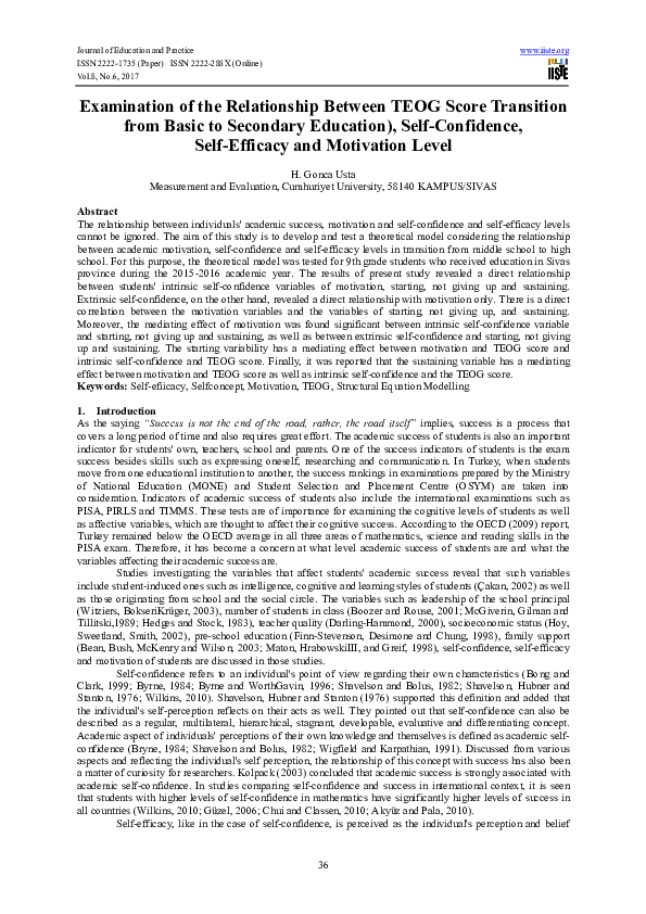 (PDF) Examination of the Relationship Between TEOG Score Transition ...