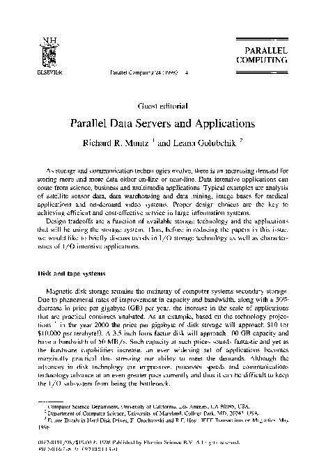 Pdf Parallel Data Servers And Applications Richard Muntz