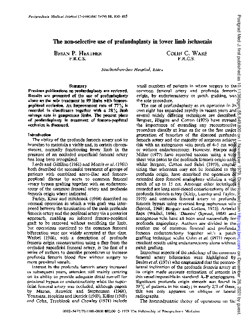 (PDF) The non-selective use of profundaplasty in lower limb ischaemia