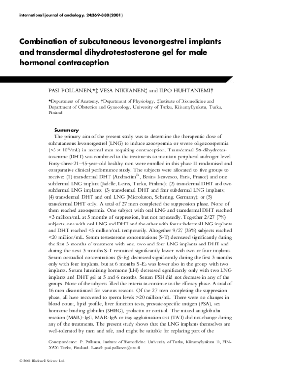 (PDF) Combination of subcutaneous levonorgestrel implants and ...