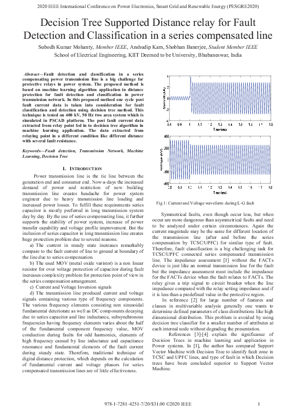 Pdf Decision Tree Supported Distance Relay For Fault Detection And Classification In A Series