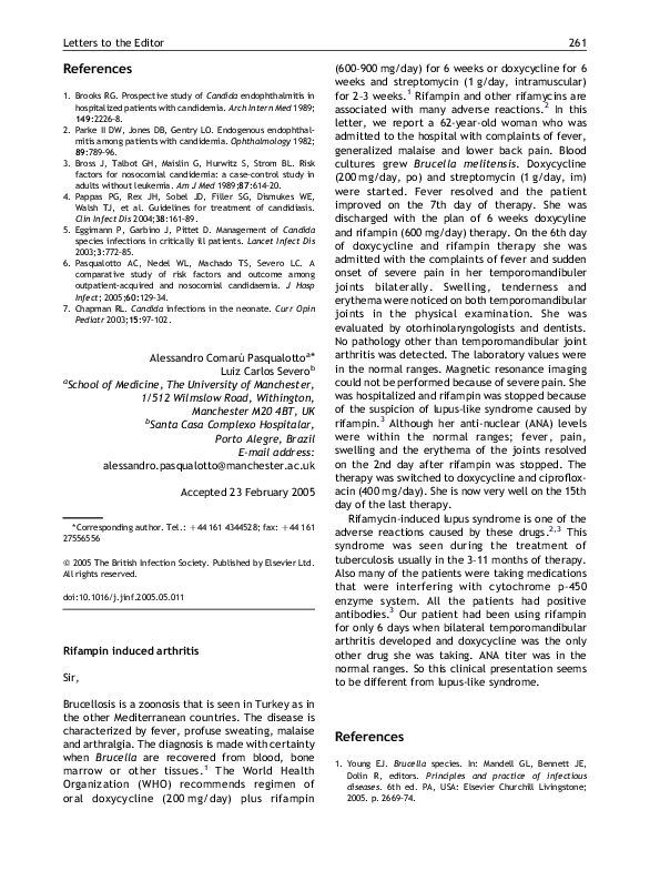 (PDF) Rifampin induced arthritis