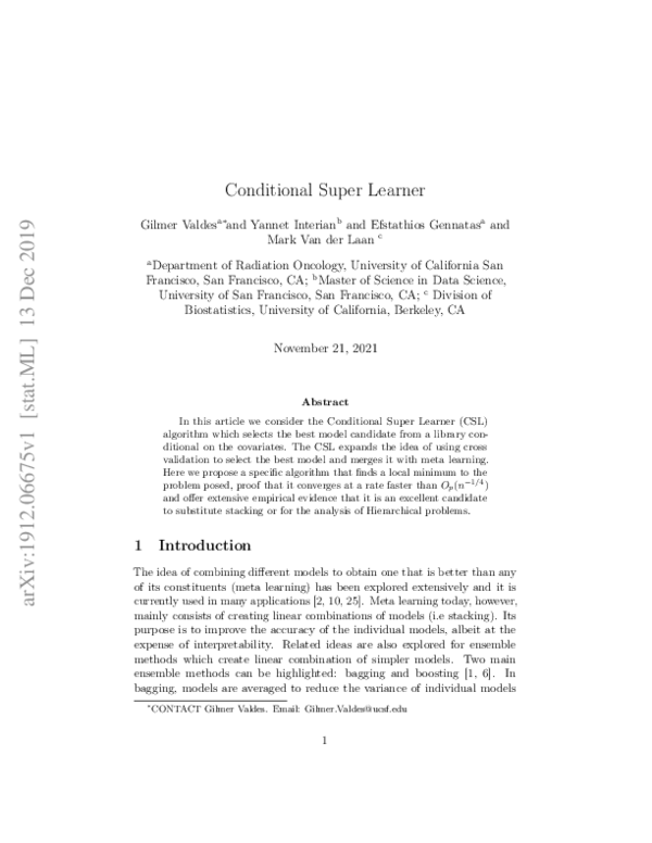 (PDF) Conditional Super Learner