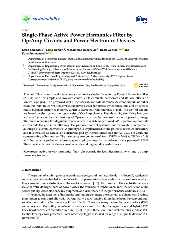 (PDF) Single-Phase Active Power Harmonics Filter by Op-Amp Circuits and ...