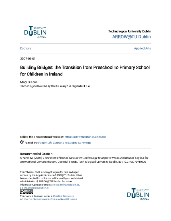 (PDF) Building bridges: the transition from preschool to primary school ...