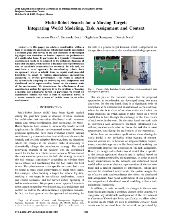(PDF) Multi-robot search for a moving target: Integrating world ...