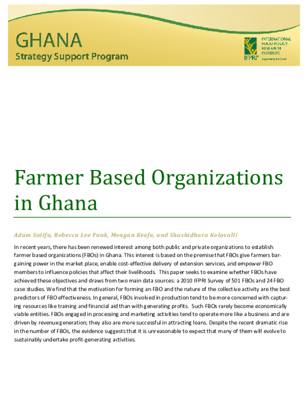 (PDF) Farmer based organizations in Ghana