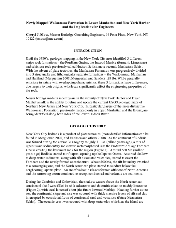 (PDF) Newly Mapped Walloomsac Formation in Lower Manhattan and New York ...