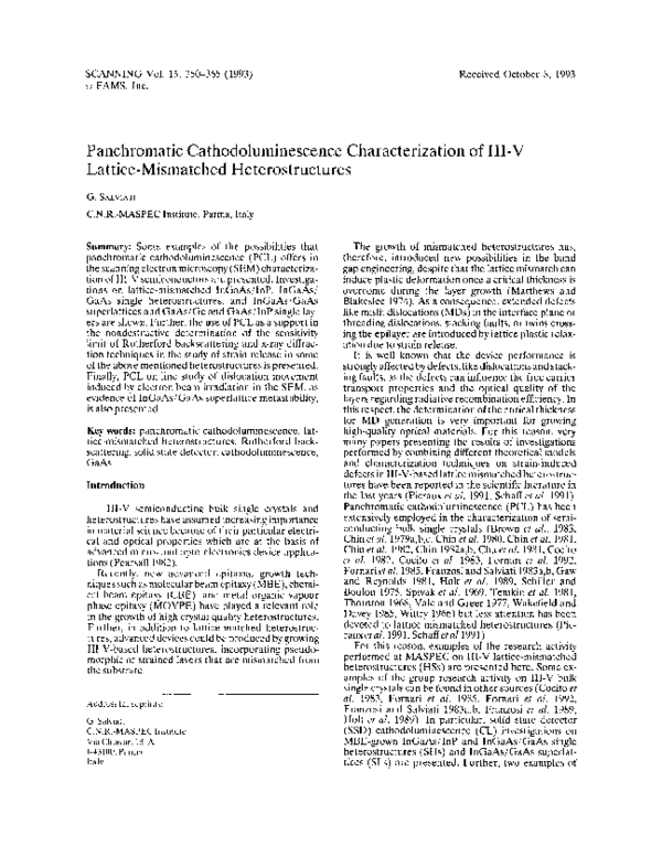 (PDF) Panchromatic cathodoluminescence characterization of III-V lattice-mismatched heterostructures
